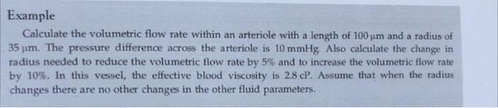 Solved Example Calculate the volumetric flow rate within an | Chegg.com