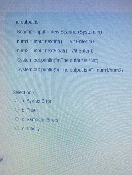 Solved The output is Scanner input = new Scanner(System.in) | Chegg.com