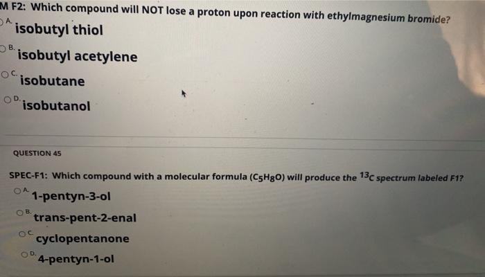 Solved M F2: Which compound will NOT lose a proton upon | Chegg.com