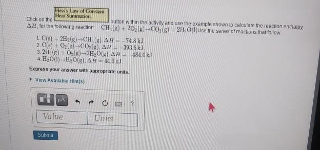Click the DeltaH is an Extensive Property button | Chegg.com