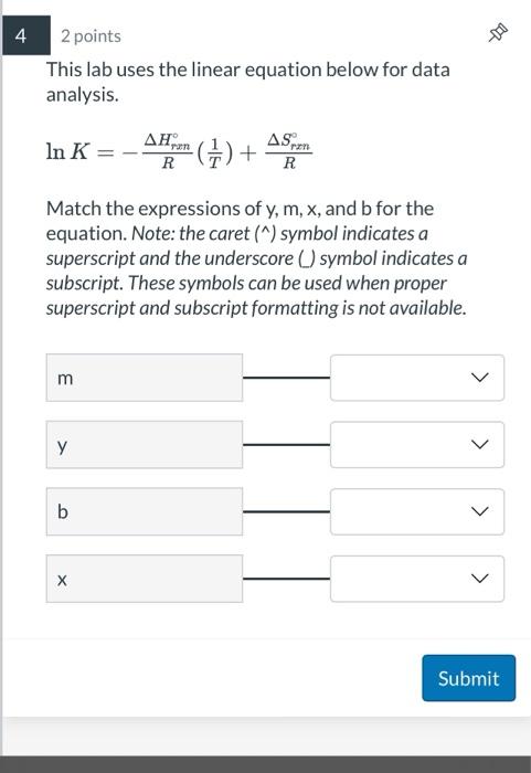 Solved 4 2 points This lab uses the linear equation below | Chegg.com Solved 4 2 points This lab uses the linear equation below | Chegg.com