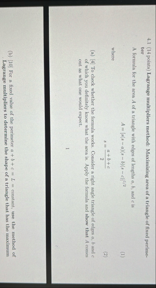 Solved 4.1 (14 ﻿points) ﻿Lagrange multipliers method: | Chegg.com