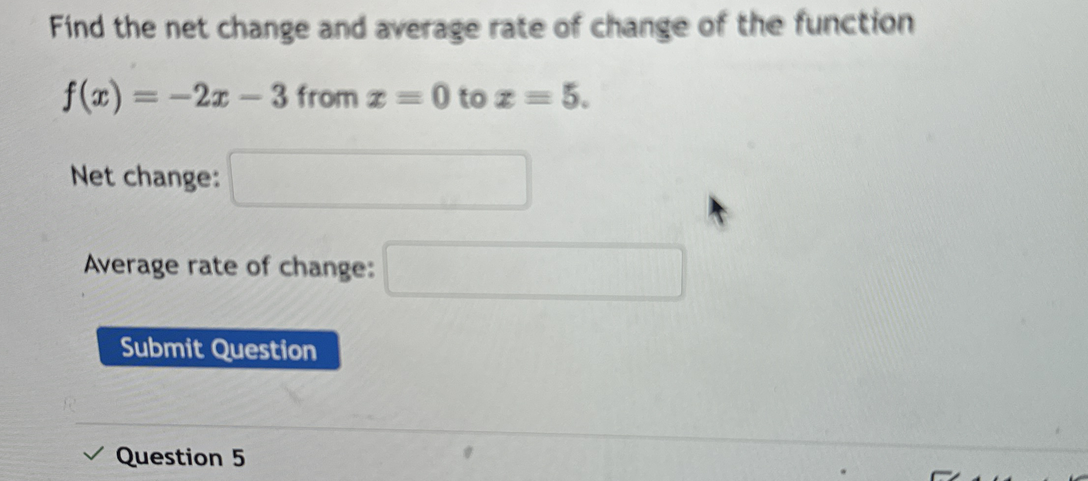 Solved What does this mean Find the net change and average | Chegg.com