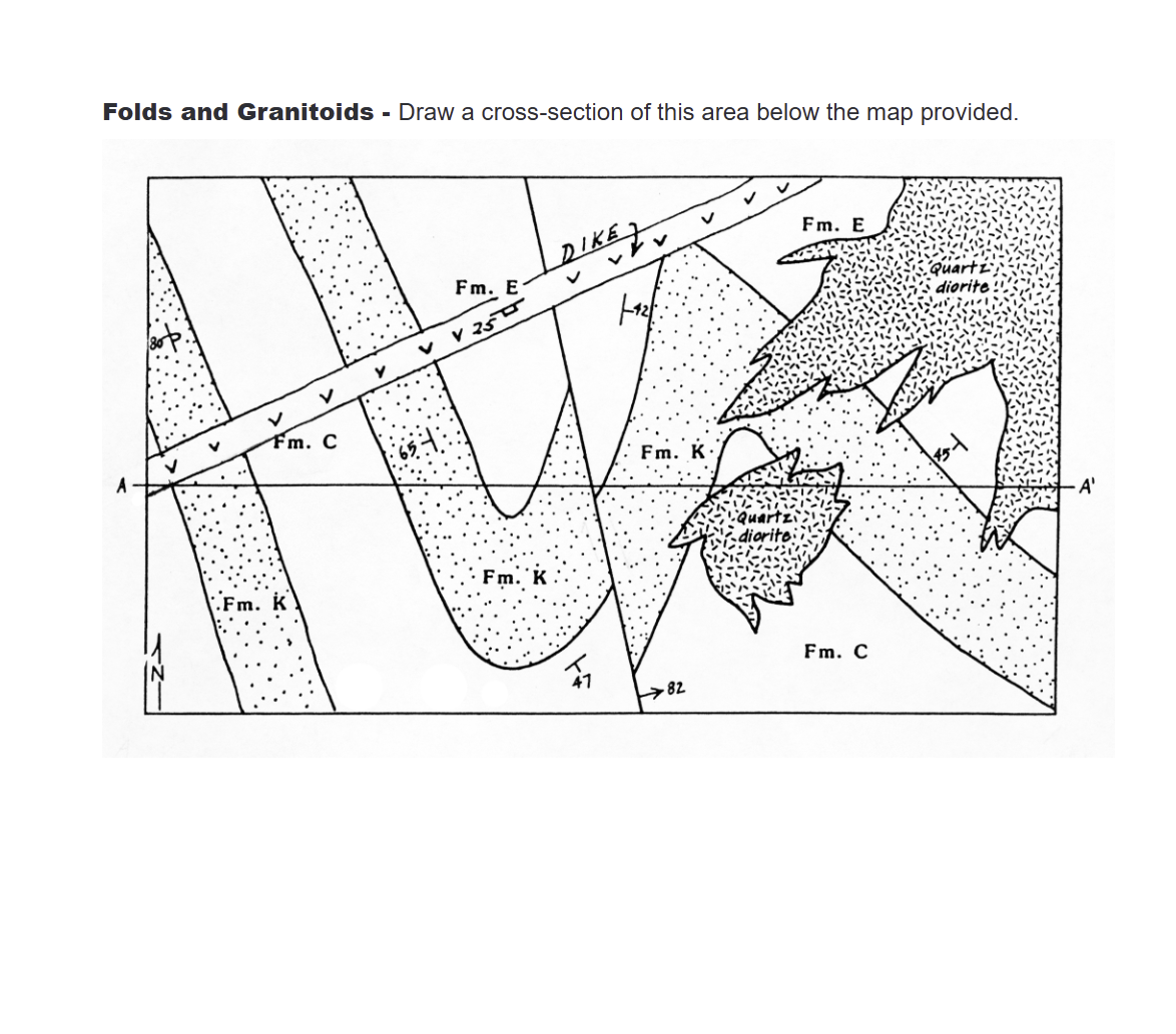 Solved Look at the “Folds and Granitoids” ﻿map and lightly | Chegg.com