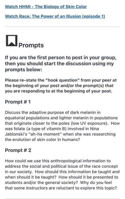 Watch HHMI - The Biology of Skin Color Watch Race: | Chegg.com