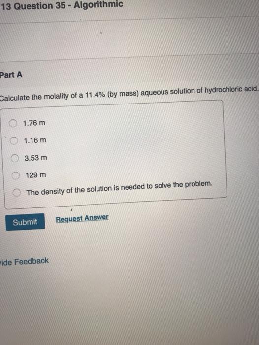 Solved 13 Question 35 - Algorithmic Part A Calculate the | Chegg.com