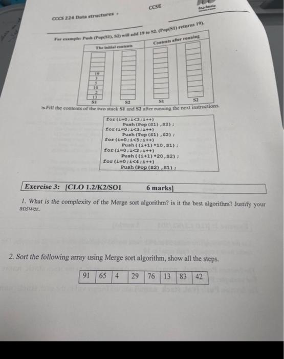 Solved CCSE 812 deniz CCCS 224 Data structures. For example: | Chegg.com