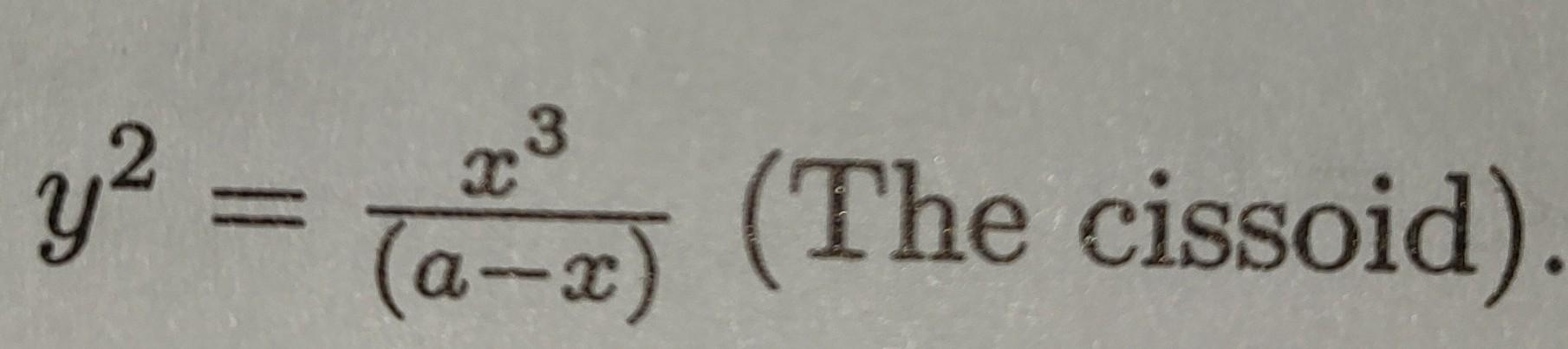 Solved y2=(a−x)x3( The cissoid ) | Chegg.com