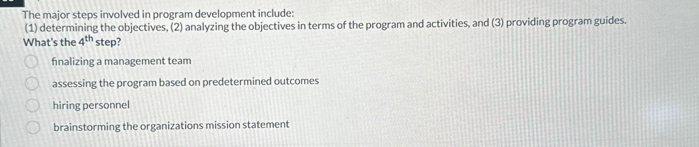 Solved The major steps involved in program development | Chegg.com