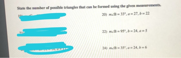 Solved State the number of possible triangles that can be | Chegg.com