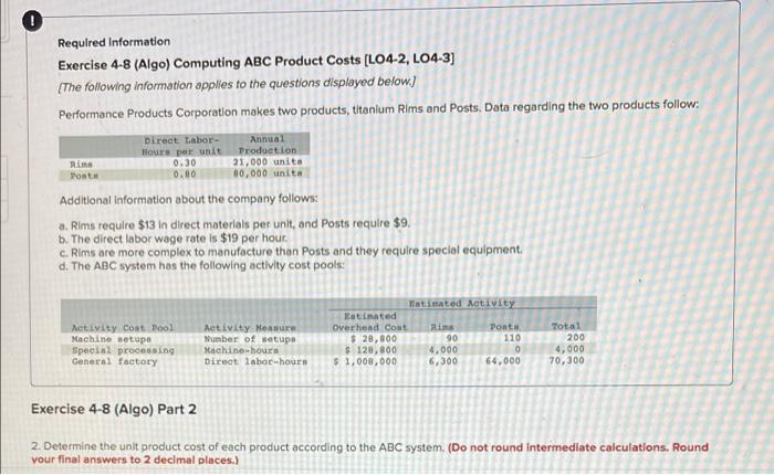 Solved Required Information Exercise 4-8 (Algo) Computing | Chegg.com