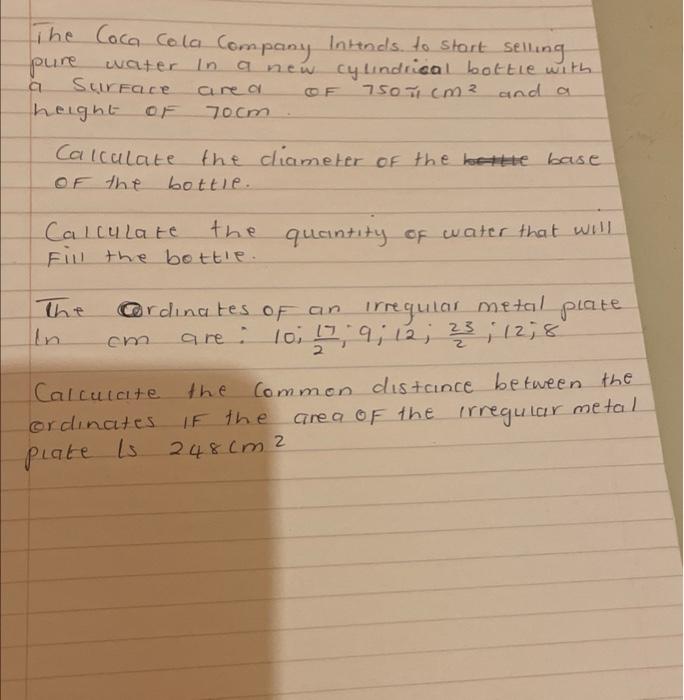 Solved The Caca Cola Company Intands. to start selling pure | Chegg.com