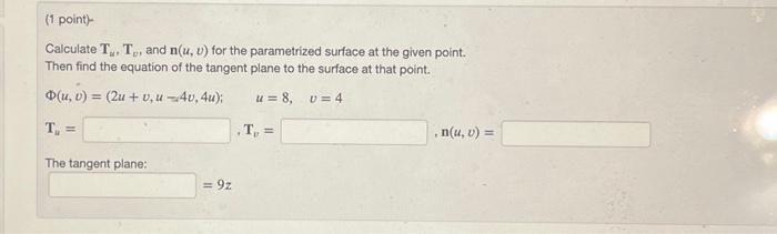 Solved Calculate \\( \\mathbf{T}_{u}, \\mathbf{T}_{v} \\), | Chegg.com