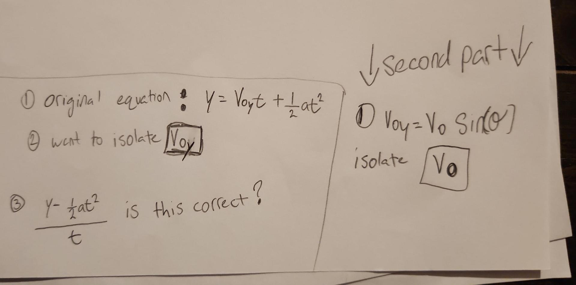 Solved I am trying to isolate the initial velocity of | Chegg.com