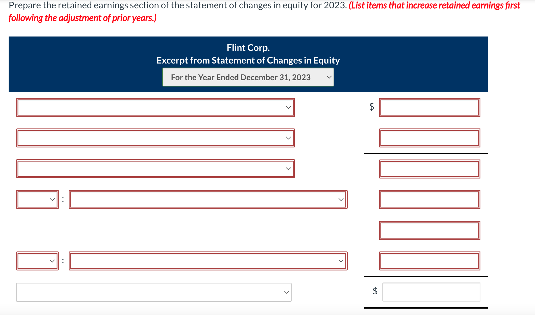 Solved The following is information for Flint Corp. for the | Chegg.com