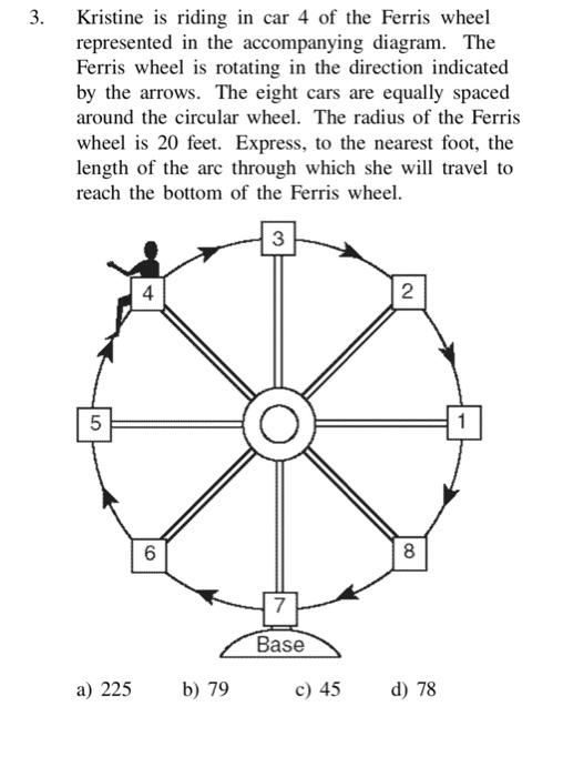 Solved 3. Kristine is riding in car 4 of the Ferris wheel | Chegg.com