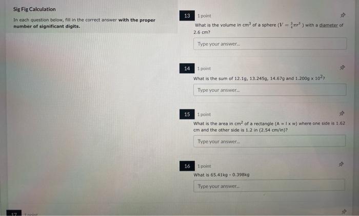 Solved Sig Fig Calculation In each question below, fill in | Chegg.com