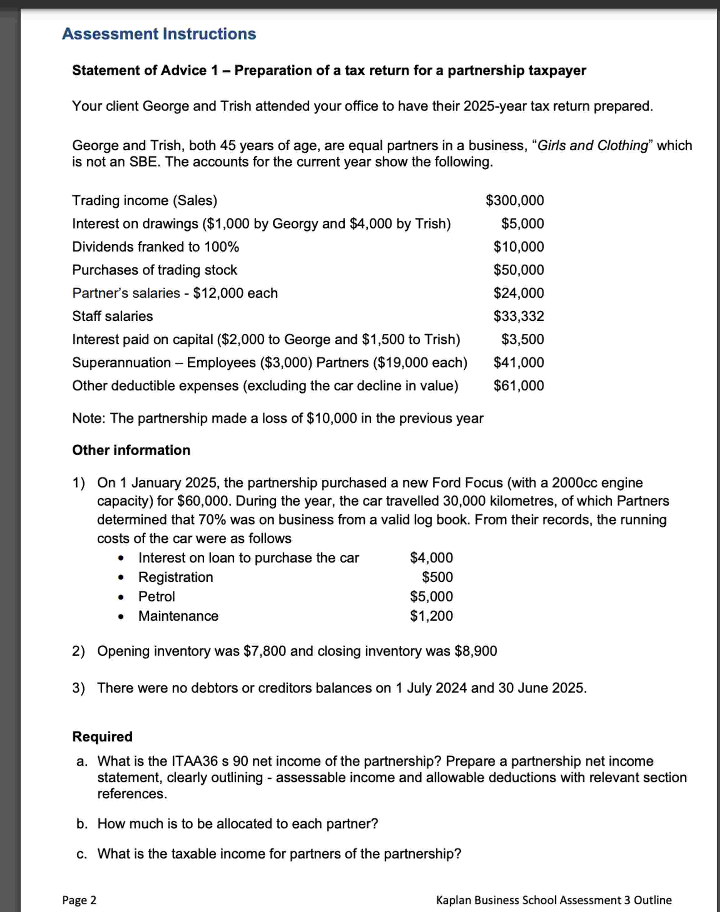 Solved Assessment InstructionsStatement of Advice 1 - | Chegg.com