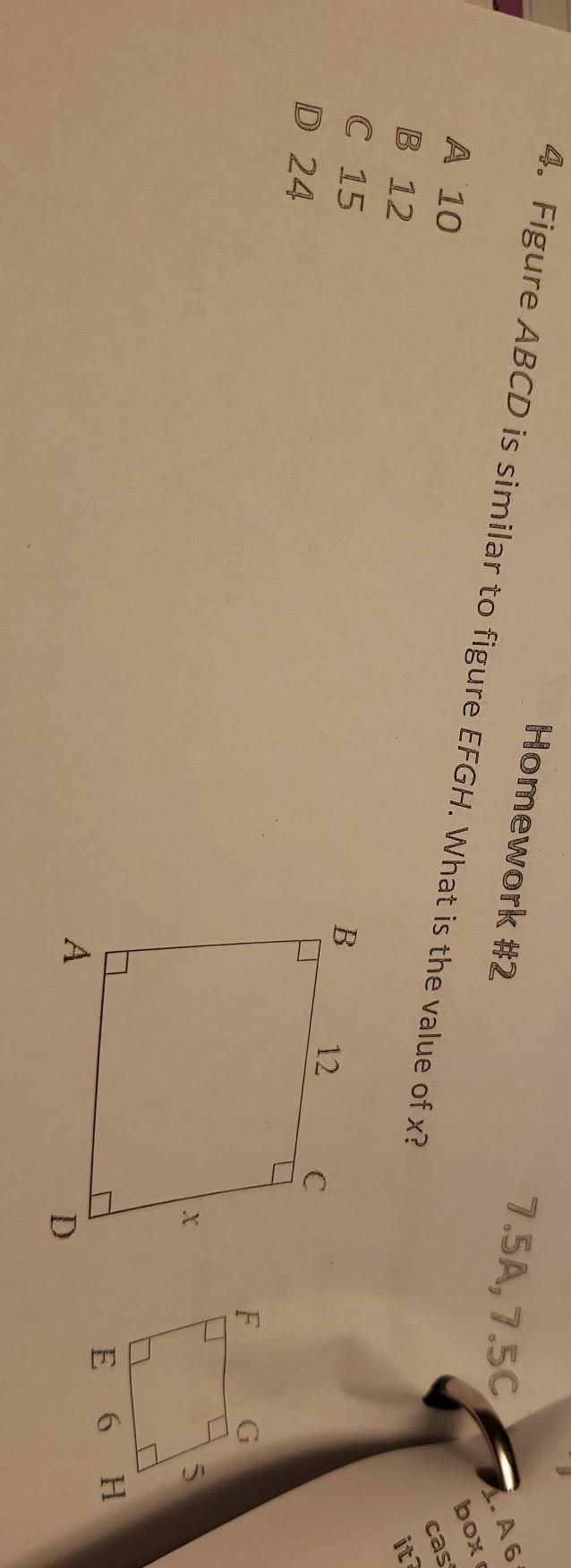Solved Homework #2 4. Figure ABCD is similar to figure EFGH. | Chegg.com