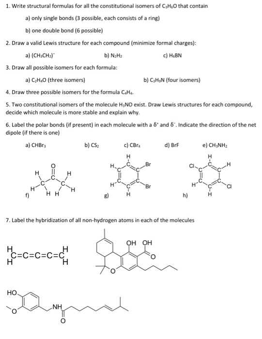 Solved 1. Write structural formulas for all the | Chegg.com
