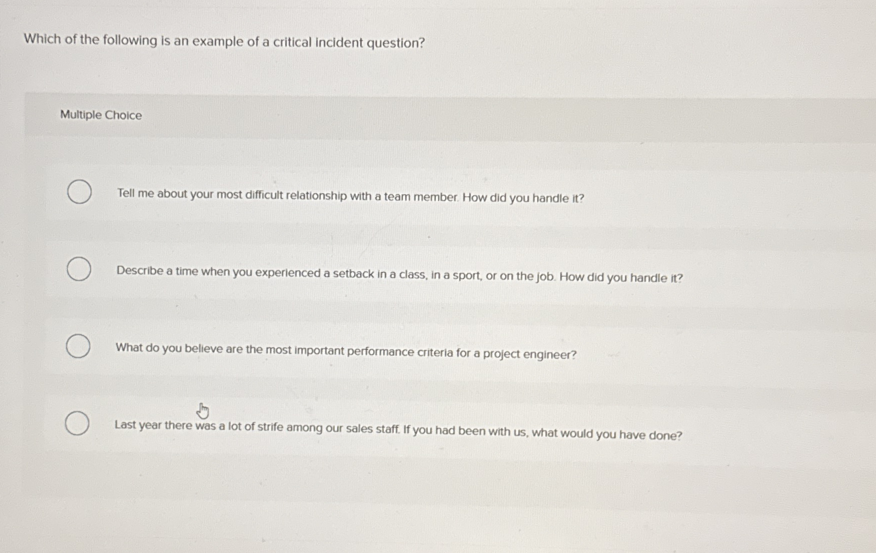 Solved Which of the following is an example of a critical | Chegg.com