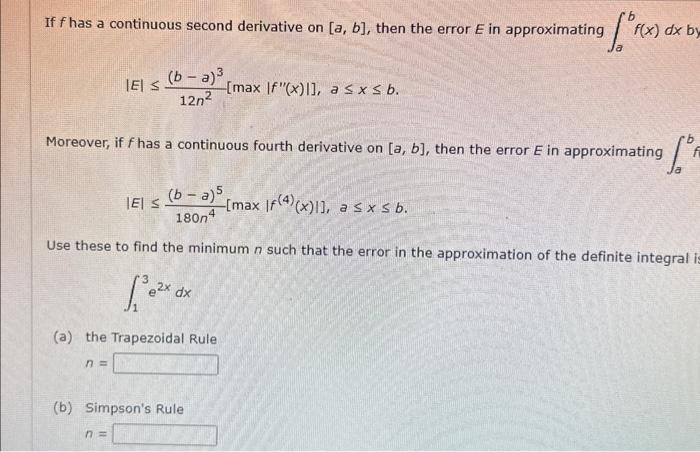 Solved Consider the error formulas. | Chegg.com