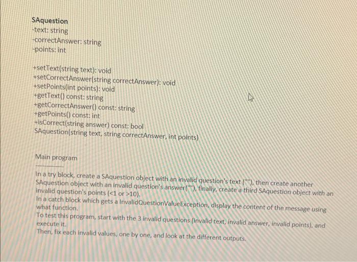 Solved Create the following exception classes: Invalid | Chegg.com