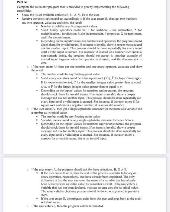 Solved mplete the calculator program that is provided to you | Chegg.com