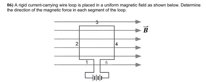 Solved 06) A rigid current-carrying wire loop is placed in a | Chegg.com