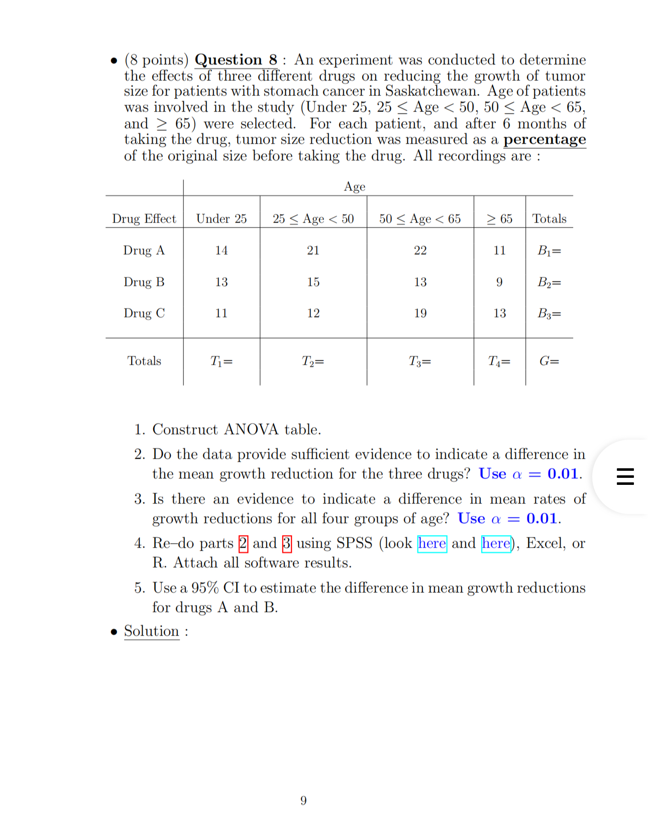 Solved (8 ﻿points) ﻿Question 8 ﻿: An experiment was | Chegg.com