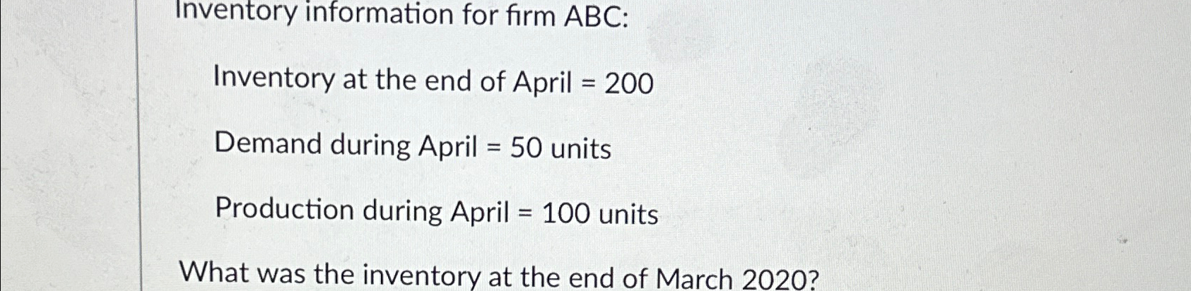 Solved Inventory information for firm ABC :Inventory at the | Chegg.com