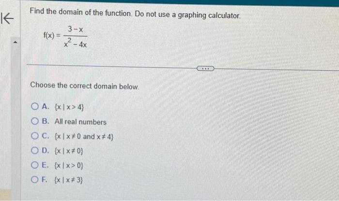 Solved Find the domain of the function. Do not use a | Chegg.com