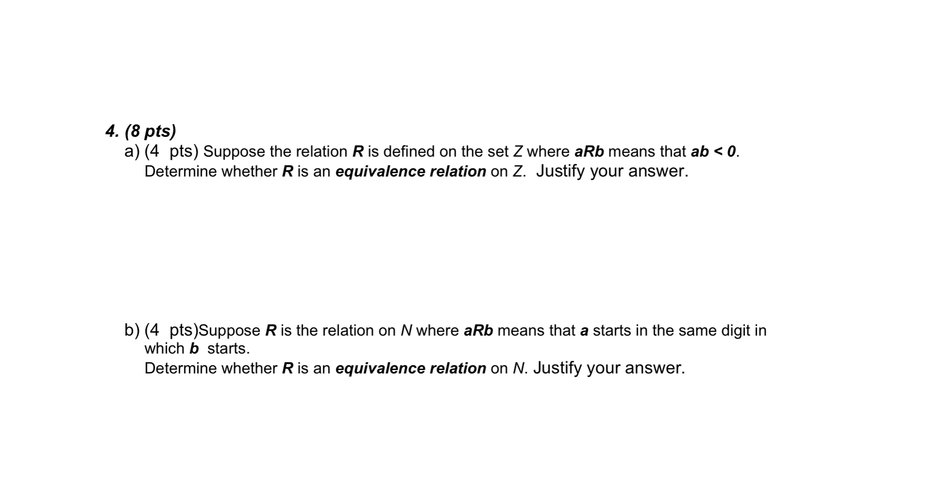 Solved (8 ﻿pts)a) (4 ﻿pts) ﻿Suppose the relation R ﻿is | Chegg.com