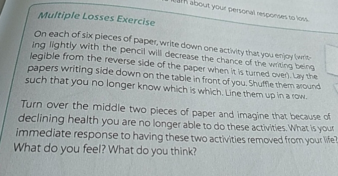 Solved about your personal responses to loss.Multiple Losses | Chegg.com
