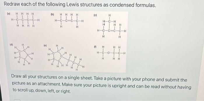 Solved Redraw each of the following Lewis structures as | Chegg.com
