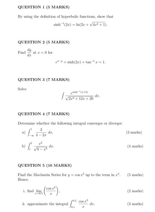 Solved QUESTION 1 (5 MARKS) By using the definition of | Chegg.com