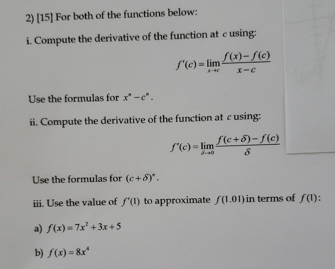 Solved I'm so confused on what "use the formulas for | Chegg.com