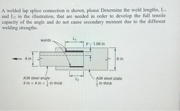 Solved A welded lap splice connection is shown, please | Chegg.com