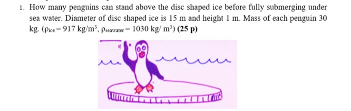 Solved 1. How many penguins can stand above the disc shaped | Chegg.com