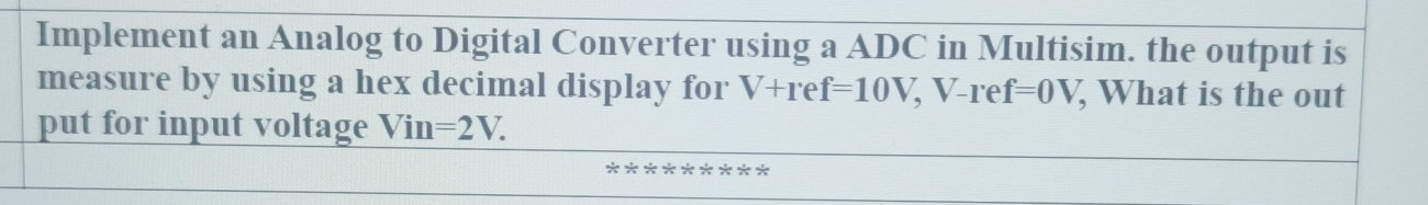 Implement an Analog to Digital Converter using a ADC | Chegg.com