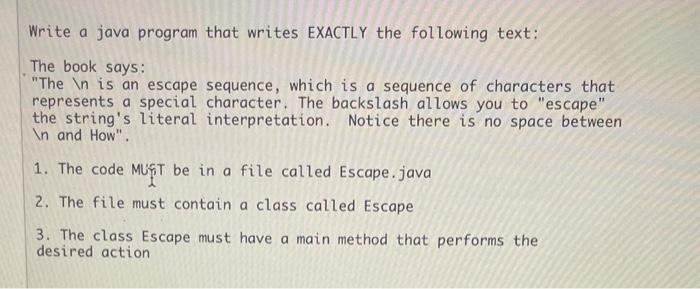 Solved Write A Java Program That Writes Exactly The Chegg
