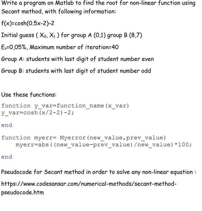 Solved Write a program on Matlab to find the root for | Chegg.com
