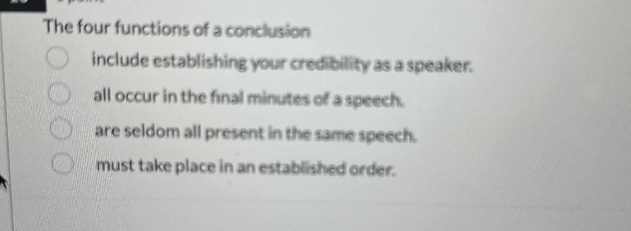 Solved The four functions of a conclusioninclude | Chegg.com