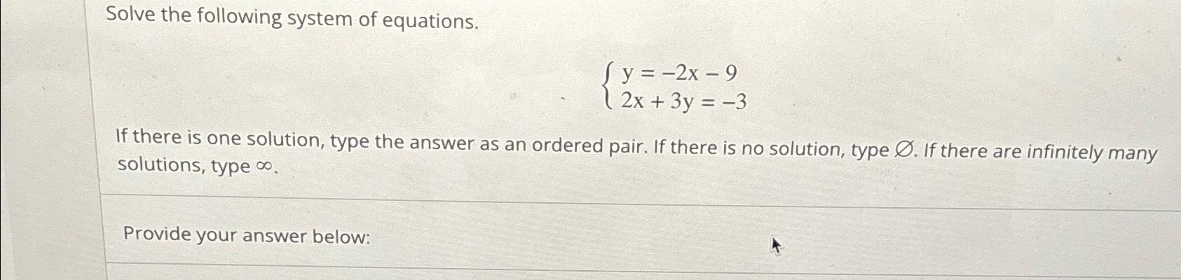 Solved Solve the following system of | Chegg.com