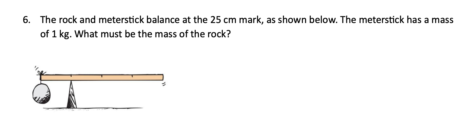 Solved The rock and meterstick balance at the 25cm ﻿mark, as | Chegg.com