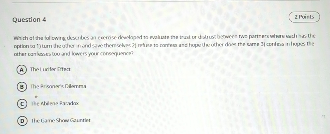 Solved Question 4Which of the following describes an | Chegg.com