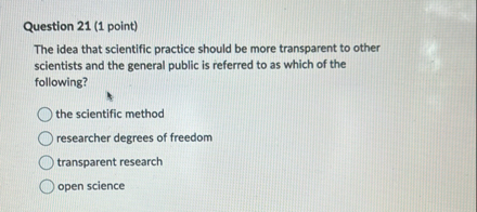 Solved Question 21 (1 ﻿point)The idea that scientific | Chegg.com