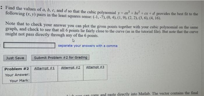 Find the values of a,b,c, and d so that the cubic | Chegg.com