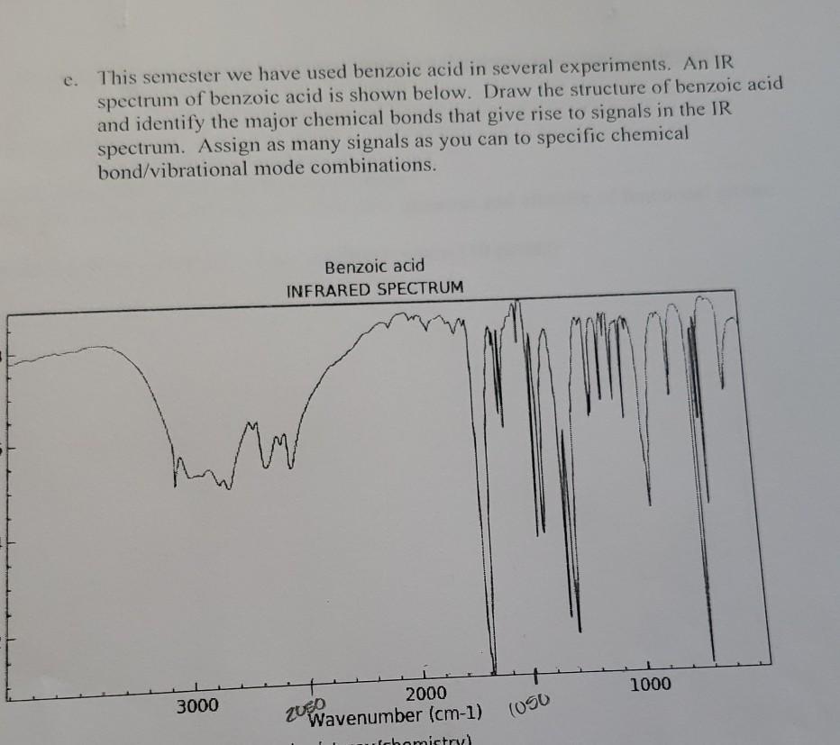 Solved e. This semester we have used benzoic acid in several | Chegg.com