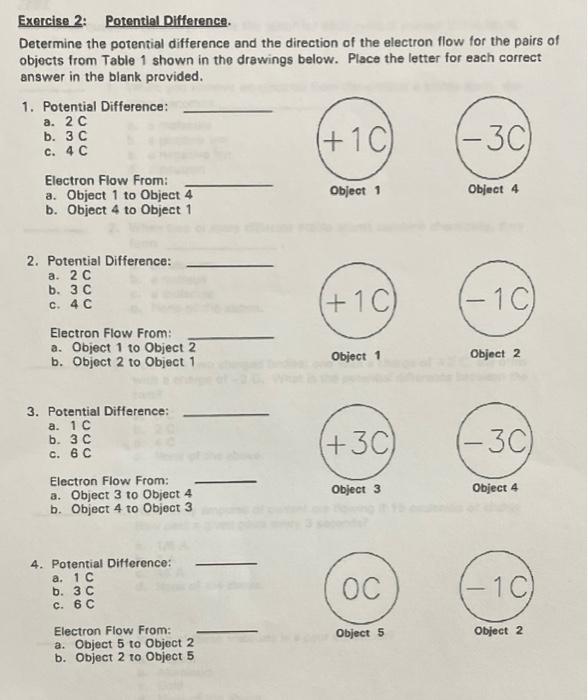 Solved Exercise 2: Potential Difference. Determine the | Chegg.com